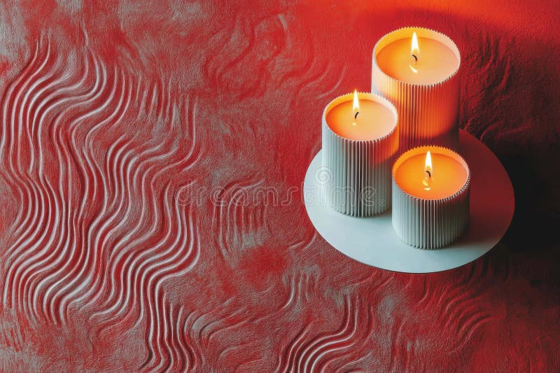 Minimalistic Serenity with Candles and Textured Red Background for ...