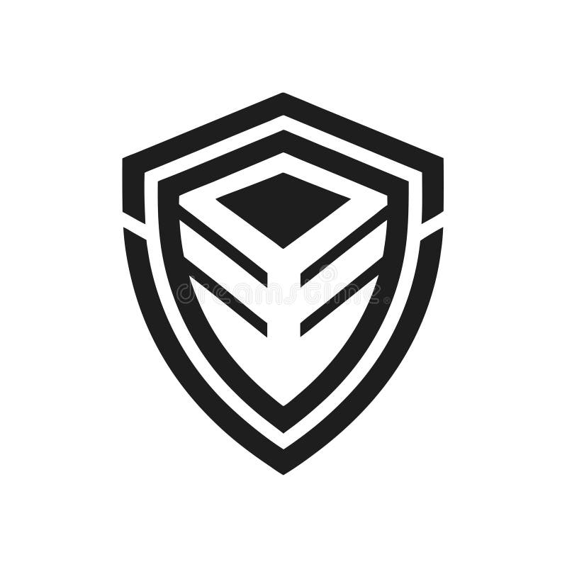Abstract Shield Logo with Geometric Cube Inside, Modern and ...