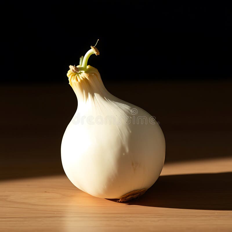 A Minimalistic Shot of a Single White Turnip on a Wooden Surface with ...