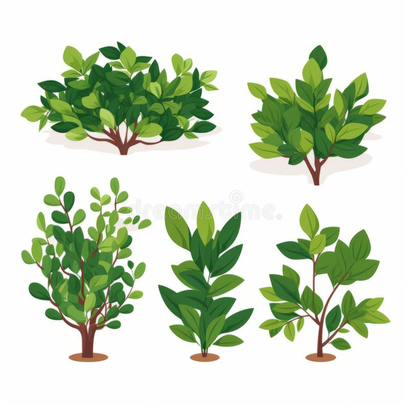 Minimalistic Shrub Set: Vector Svg Flat Animation Asset Stock ...