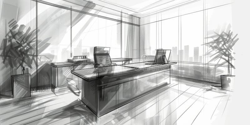 Minimalistic Sketch of a Business Office. Stock Illustration ...