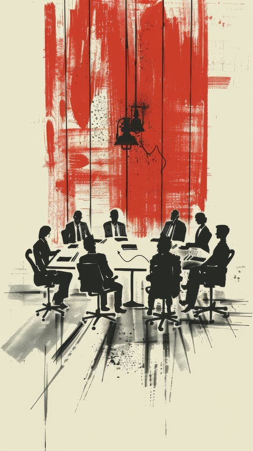 Minimalistic Sketch of a Corporate Strategy Session. Stock Illustration ...