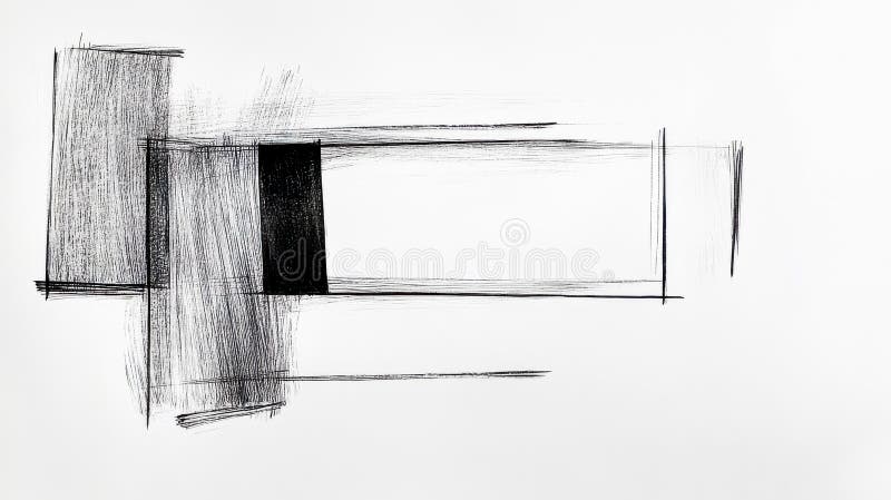 Minimalistic Sketch of a Rectangle, Simple Black Lines on a Plain White ...