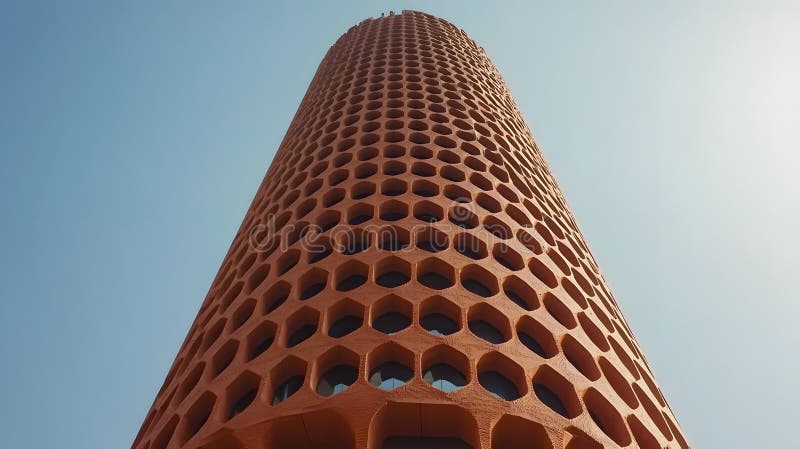 Minimalistic Skyscraper with Geometric Metallic Facade Stock Image ...