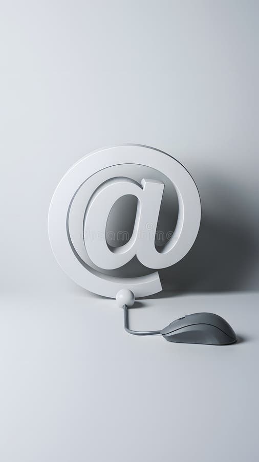 Minimalistic and Sleek 3D @ Symbol Paired with a Computer Mouse. Stock ...