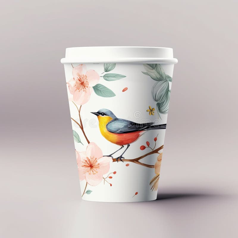 Minimalistic Spring-themed Paper Cup Design Stock Illustration ...