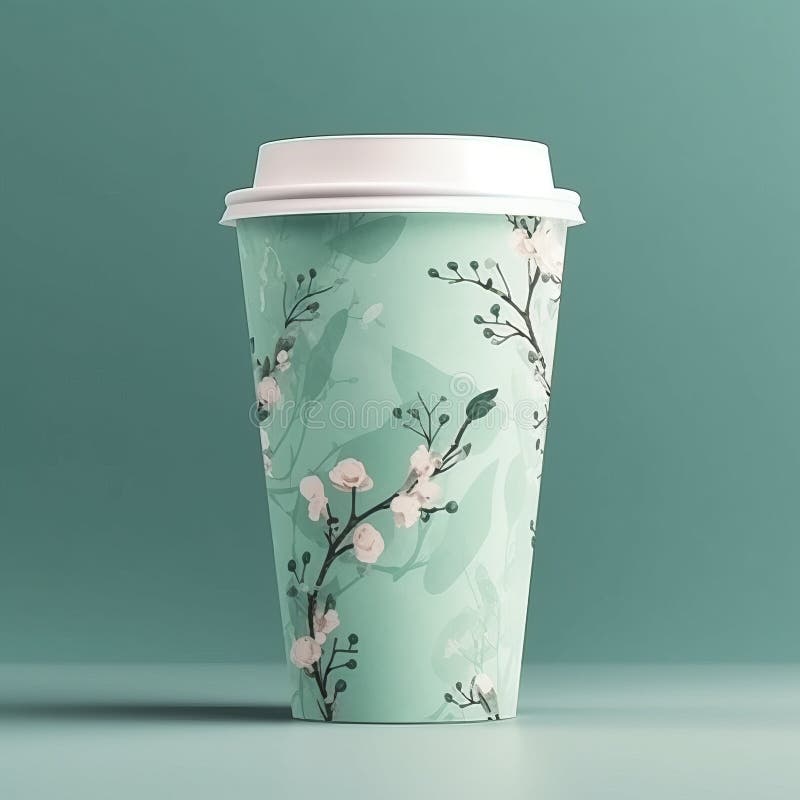 Minimalistic Spring-themed Paper Cup Design Stock Illustration ...