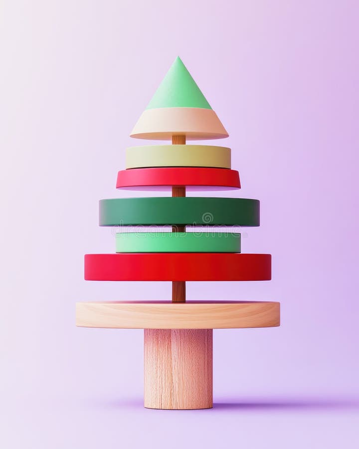 Minimalistic Stacked Forms Create a Modern Christmas Tree on a Soft ...