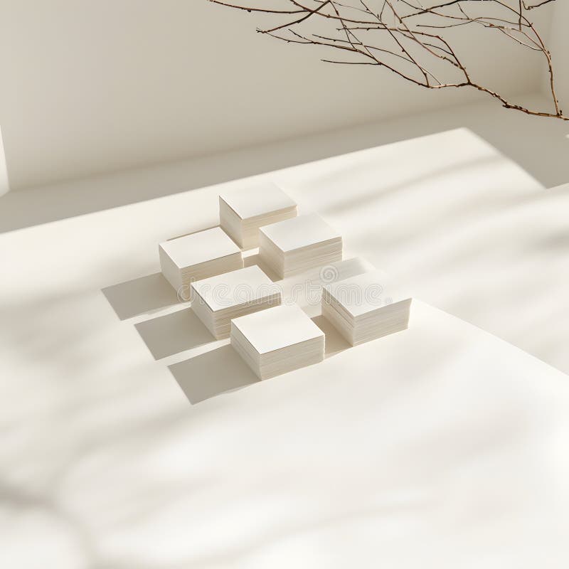 Minimalistic Stacked Paper Blocks Stock Illustration - Illustration of ...