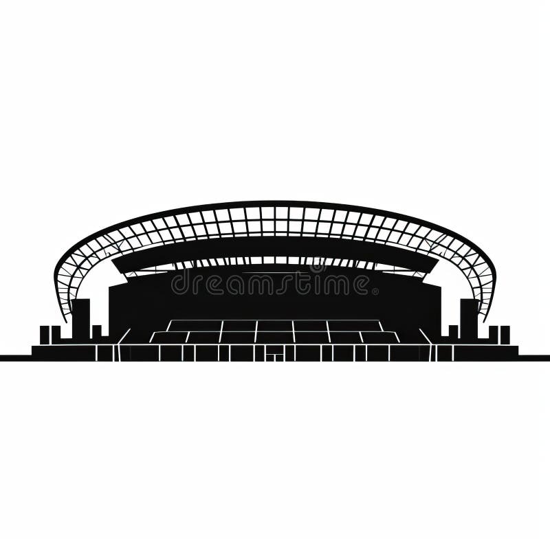 Minimalistic Stadium Silhouette on White Background Stock Illustration ...