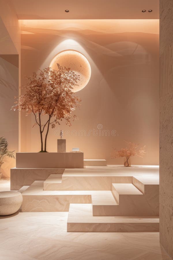 Minimalistic Stage Design with Warm Lighting for Event or Exhibition ...