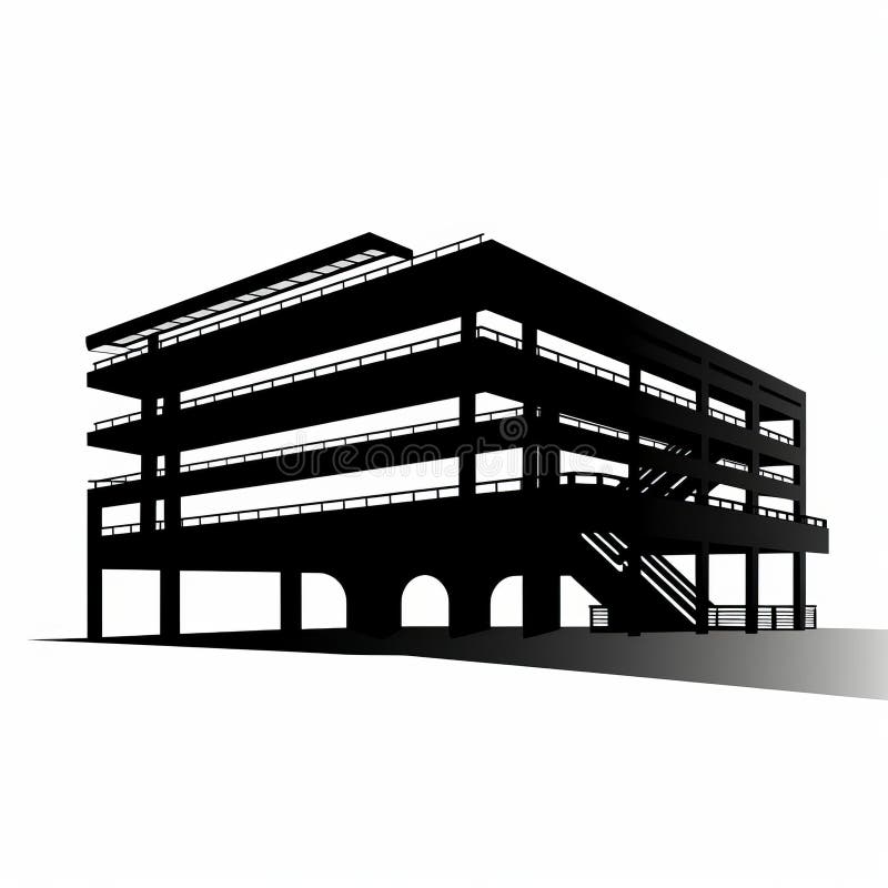 Minimalistic Stencil-like Vector of an Empty Parking Structure Stock ...