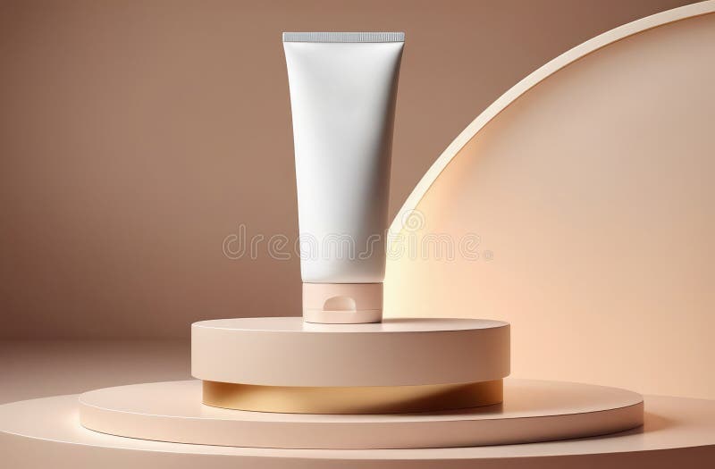 Minimalistic Style Display Pedestal. Blank Cream in White Packaging on ...
