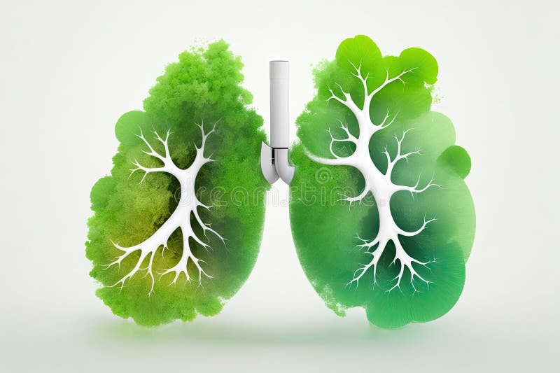 Minimalistic Style Human Lungs in Greenery. Ai Generative Stock ...