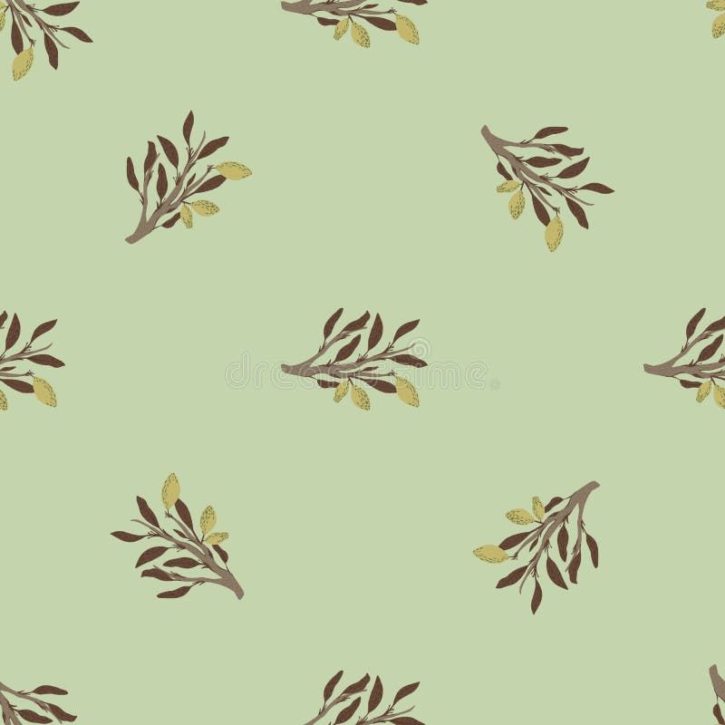 Minimalistic Style Seamless Pattern with Brown Colored Lemon Fruit ...