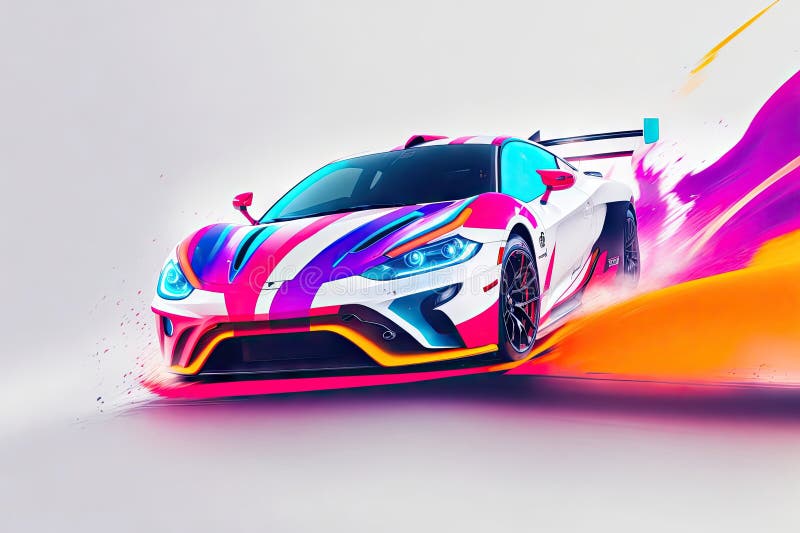 Minimalistic Style Sport Car Race in Action Motion. Ai Generative Stock ...