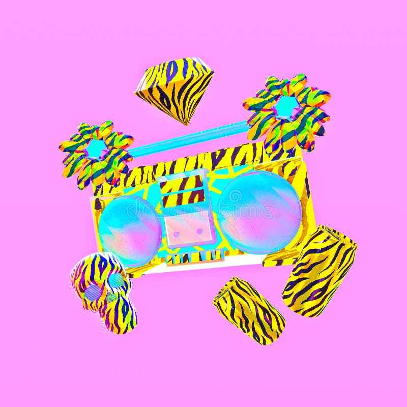 Minimalistic Stylized Collage Art. Creative Retro Party Poster Design ...