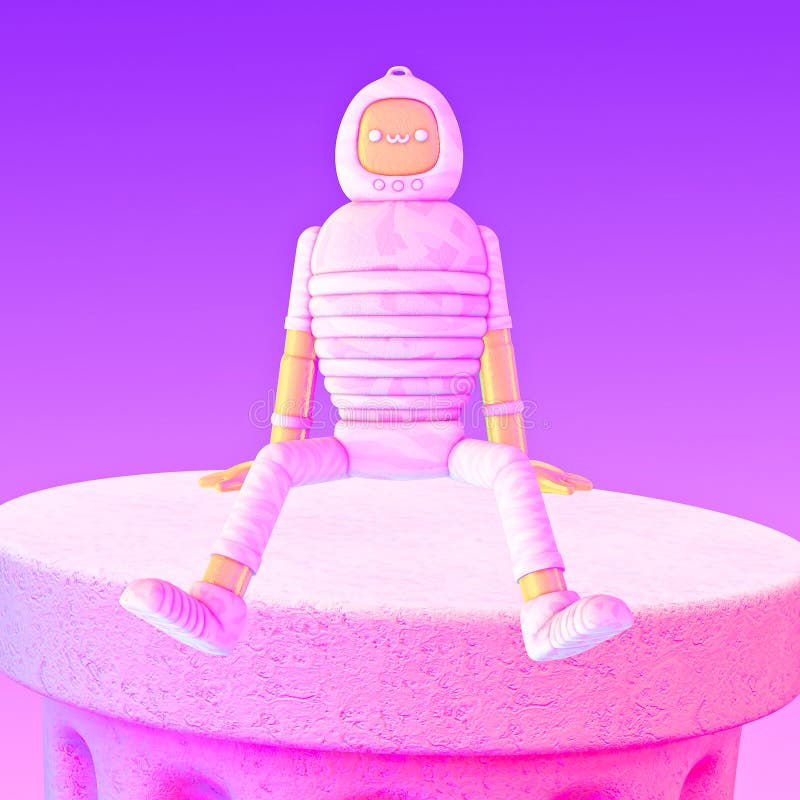 Minimalistic Stylized Collage Art. 3d Funny Character Robots. Ganing ...