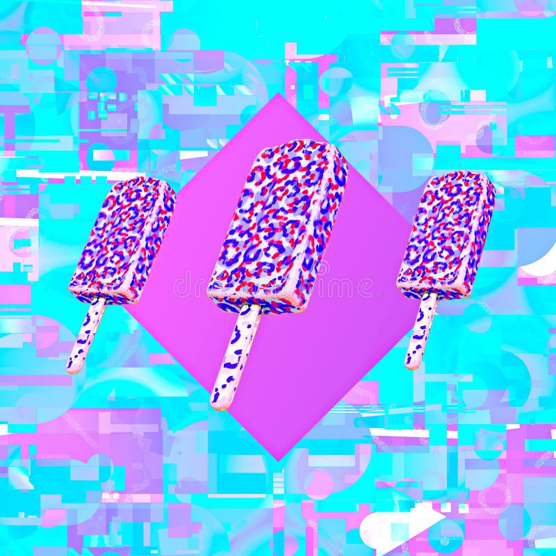 Minimalistic Stylized Collage Art. 3d Render Creative Ice Cream Design ...