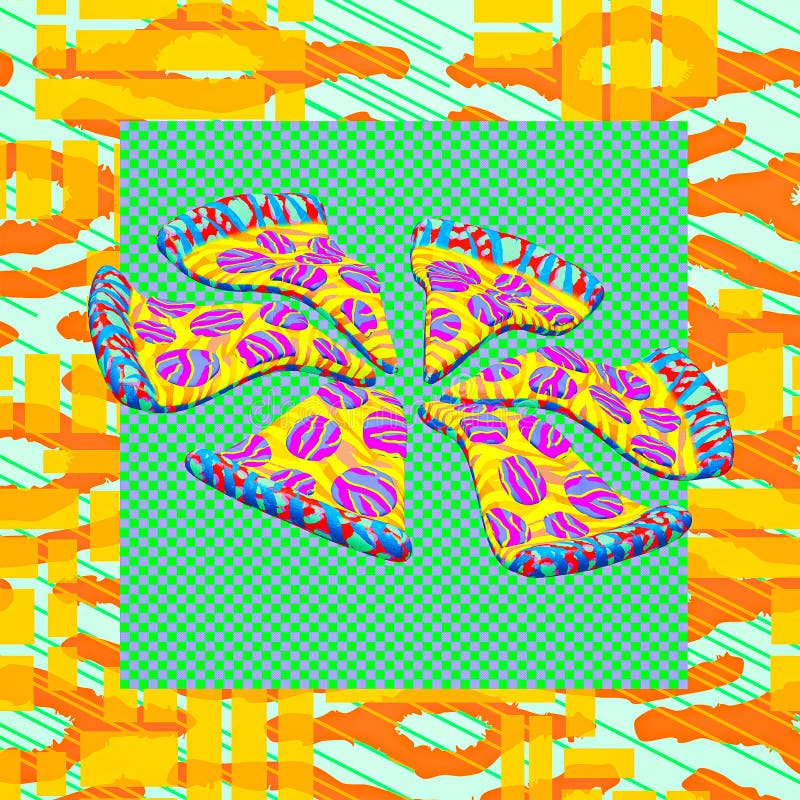 Minimalistic Stylized Collage Art. 3d Render Creative Pizza Design ...