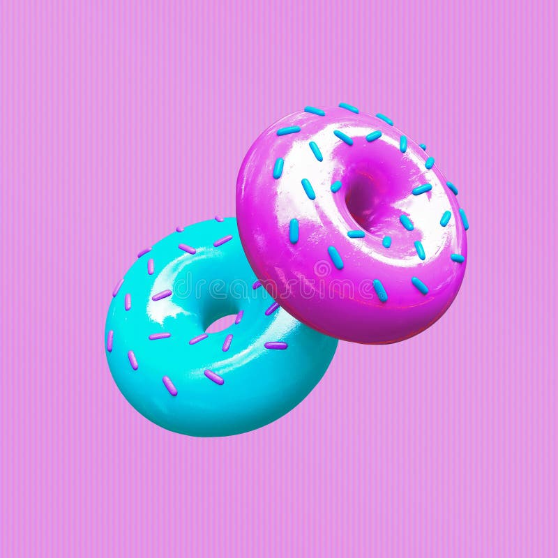 Minimalistic Stylized Collage Art. 3d Render Stylish Donuts Design on ...