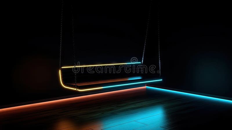 Minimalistic Swing in Neon Glow Room Wallpaper. Stock Illustration ...