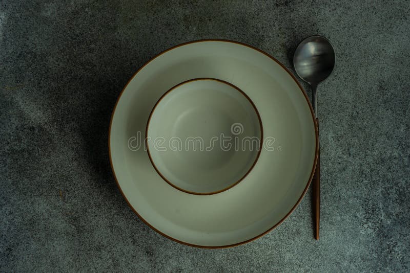 Minimalistic table setting stock image. Image of ceramic - 259142517