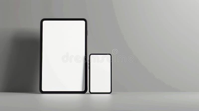 Minimalistic Tablet and Smartphone Display with Blank Screens on ...