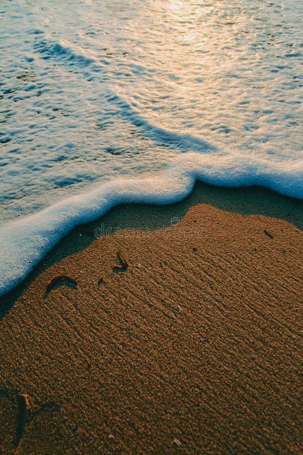 Minimalistic Tide with Lot of Foam Over the Sand Stock Photo - Image of ...