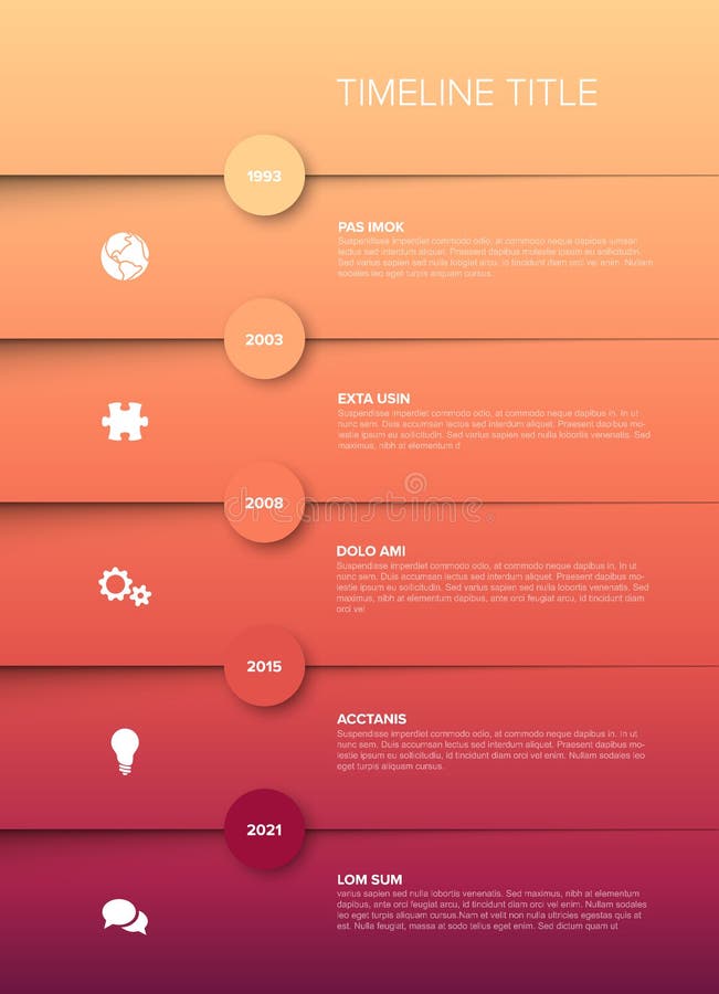 Minimalistic Timeline Template with Circle Icons - Red Version Stock ...