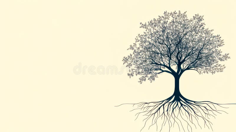 Tree With Roots And Branches Drawing