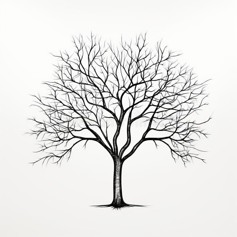 Minimalistic Tree Singles Line Drawing on White Background Stock ...