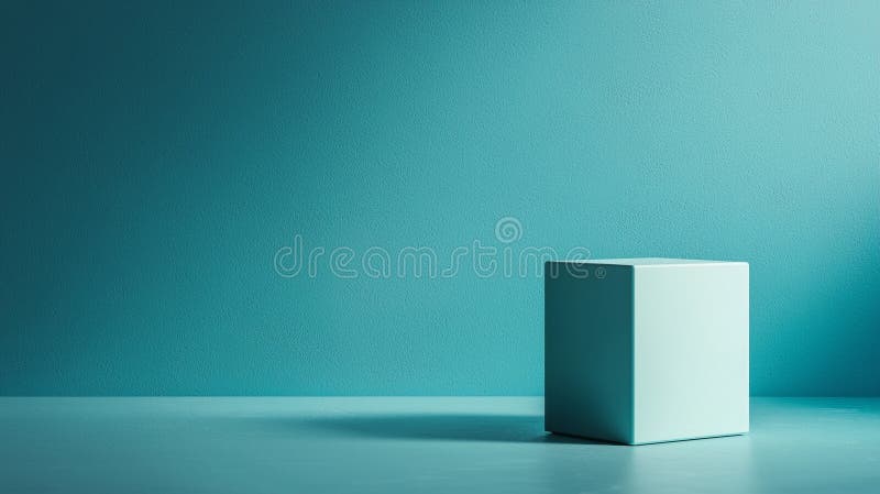 Minimalistic Turquoise Scene with a Cube Stock Image - Image of shape ...
