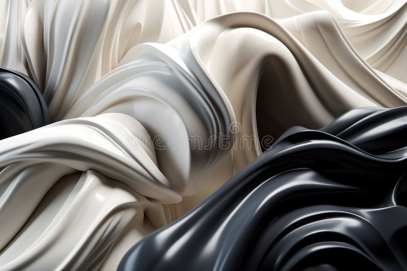 Minimalistic Twisted Waves: Cream and Dark Gray 3D Render in Unreal ...