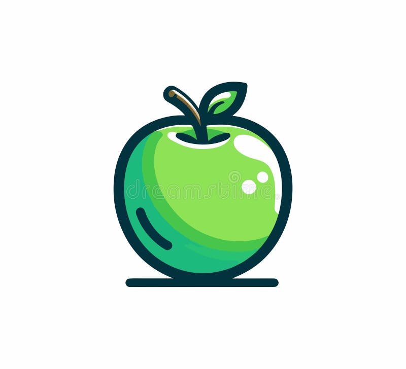 Green Apple Simple Vector Graphic Fruit Icon Minimal Stock Illustration ...