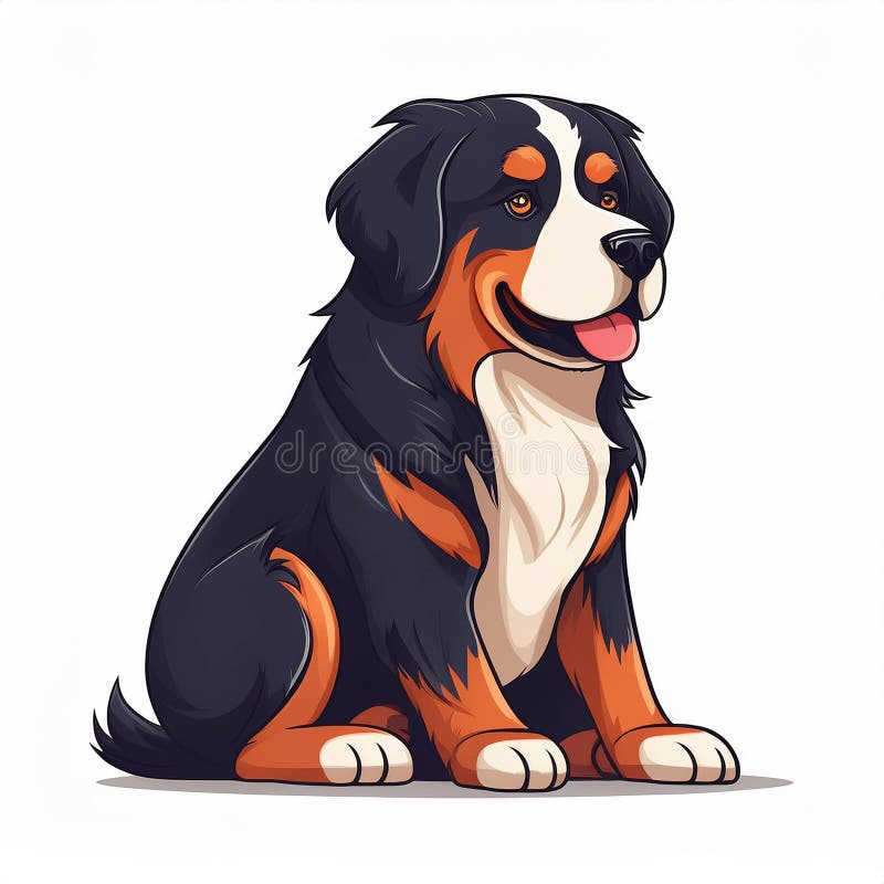 Intense Color Saturation Bernese Mountain Dog: Cute Cartoon ...
