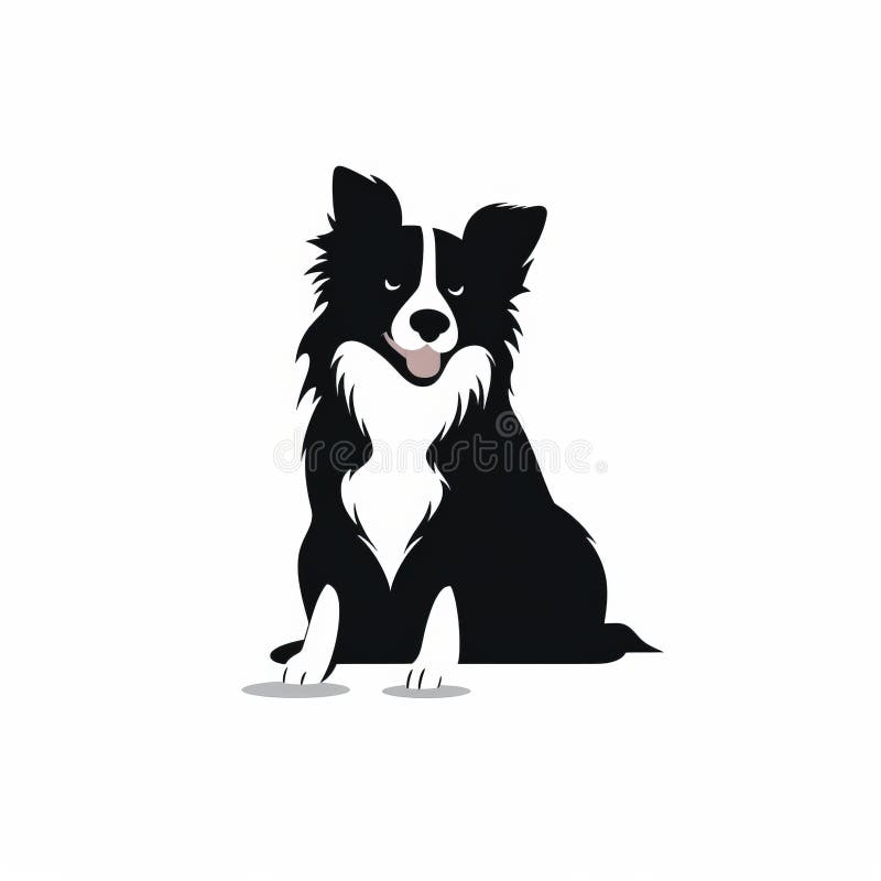 Tasteful Border Collie Cartoon Illustration with Subtle Tonal Values ...