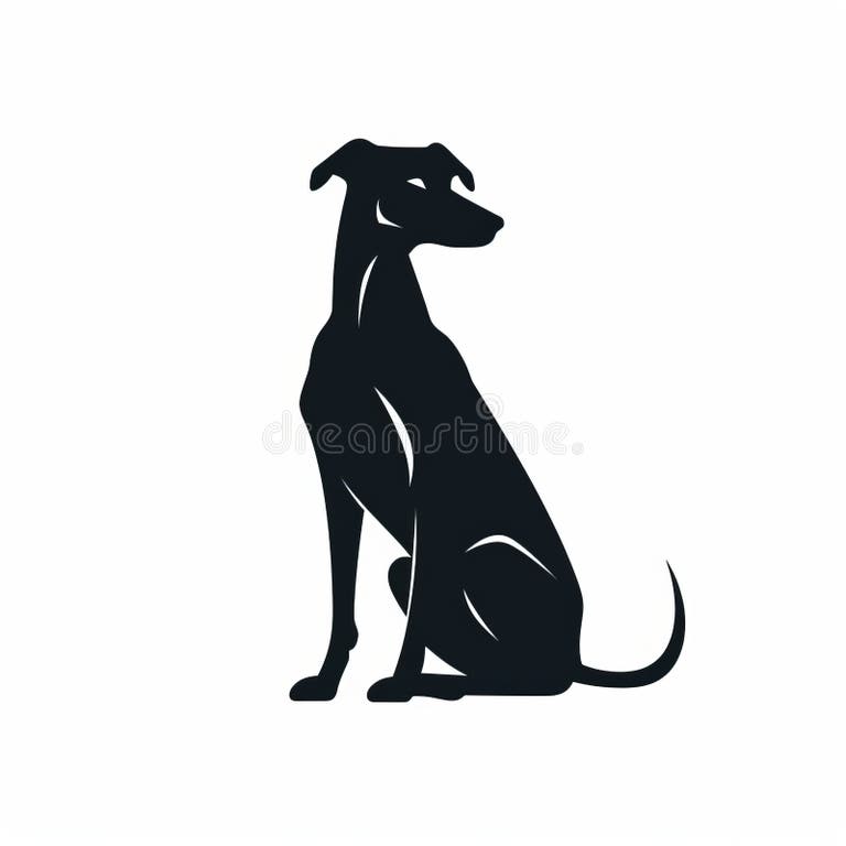 Iconic Greyhound Dog Silhouette on White Background Stock Illustration ...