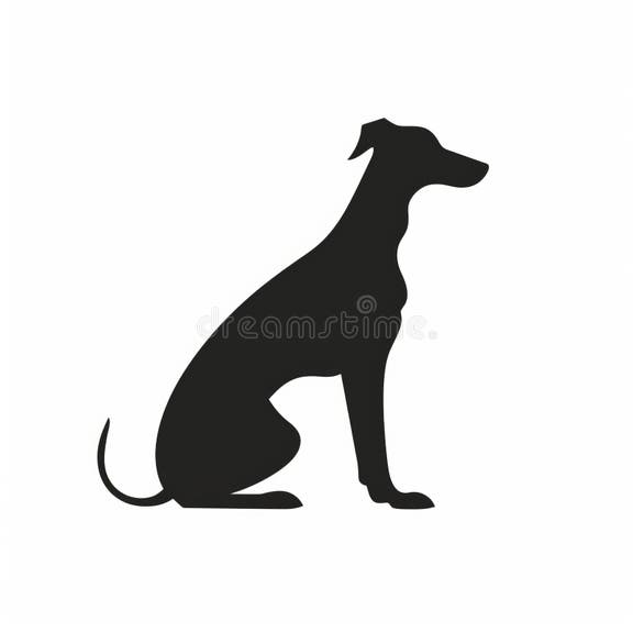 Minimalist Greyhound Dog Silhouette on White Background Stock ...