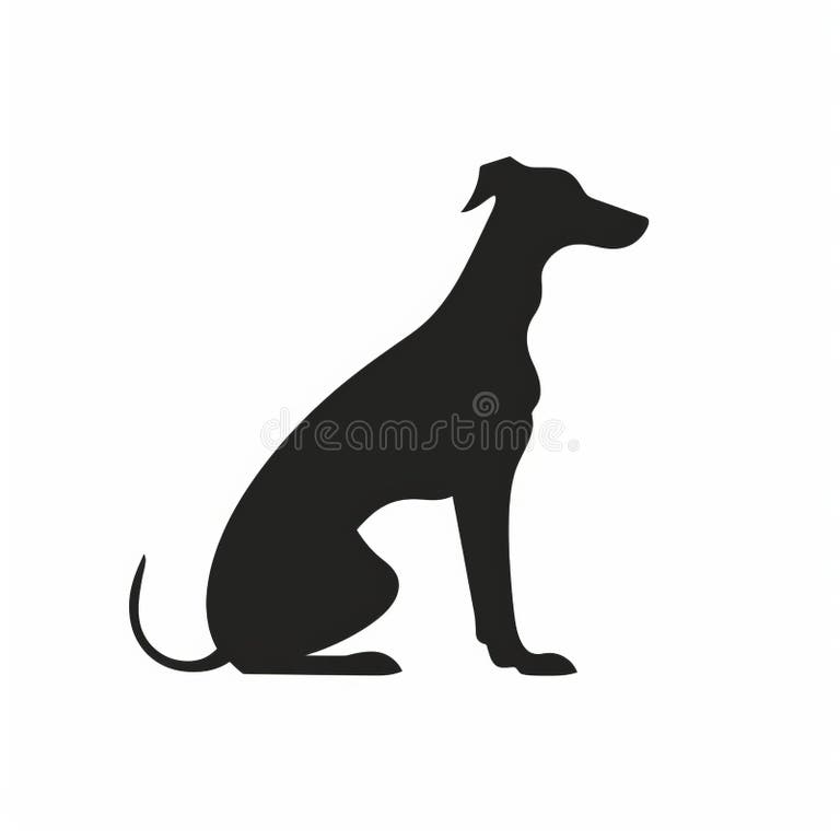 Minimalist Greyhound Dog Silhouette on White Background Stock ...