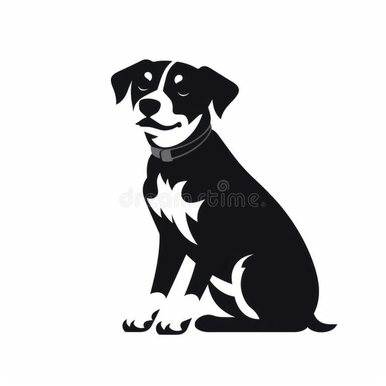 Iconic Silhouette of a Dog: Detailed Design with Strong Facial ...
