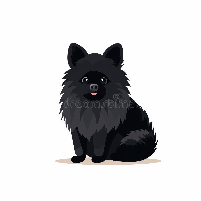 Bold and Sleek Illustration of Black Pomeranian Dog Stock Illustration - Illustration of color ...