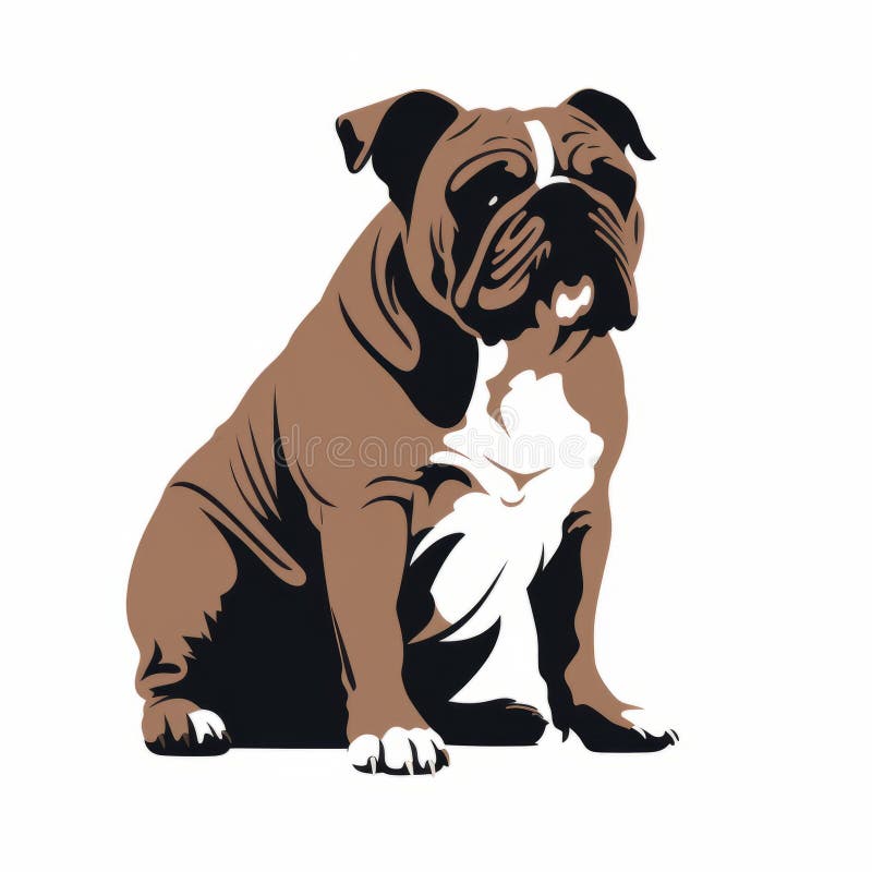 Realistic Bulldog Stencil Art on White Background Stock Illustration ...