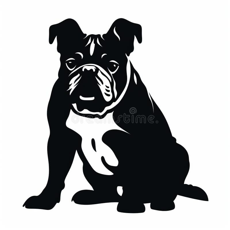 Black and White Bulldog Cut Out Decal - Art Illustration Stock ...