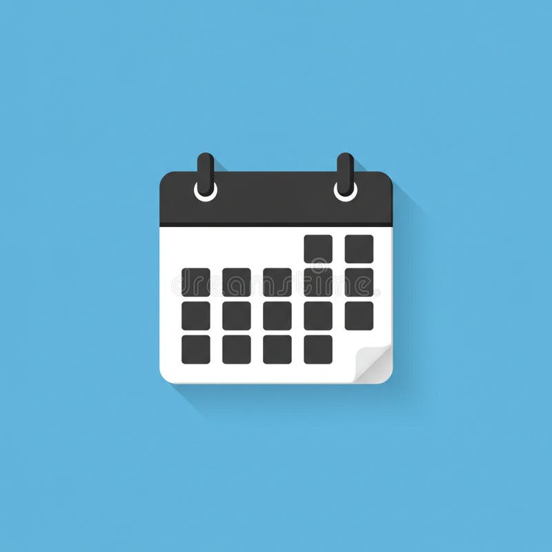 Minimalistic Vector Illustration of a Calendar Icon Against a Blue ...