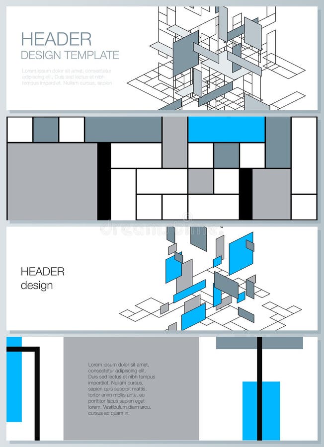 The Minimalistic Vector Illustration of the Editable Layout of Headers ...