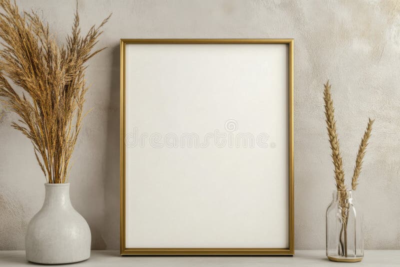 Minimalistic Vertical Picture Frame with Gilded Edges Featuring Blank ...