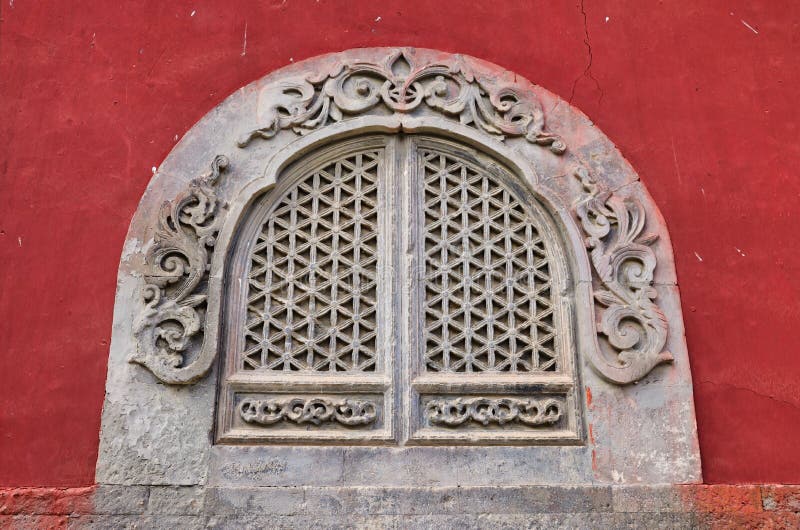 Minimalistic View of the Wall of Red Pudu Temple in Beijing Stock Image ...