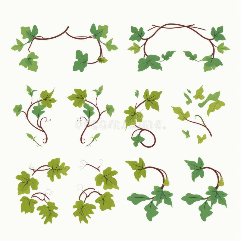 Minimalistic Vine Set Vector Svg Flat Animation Asset Stock ...