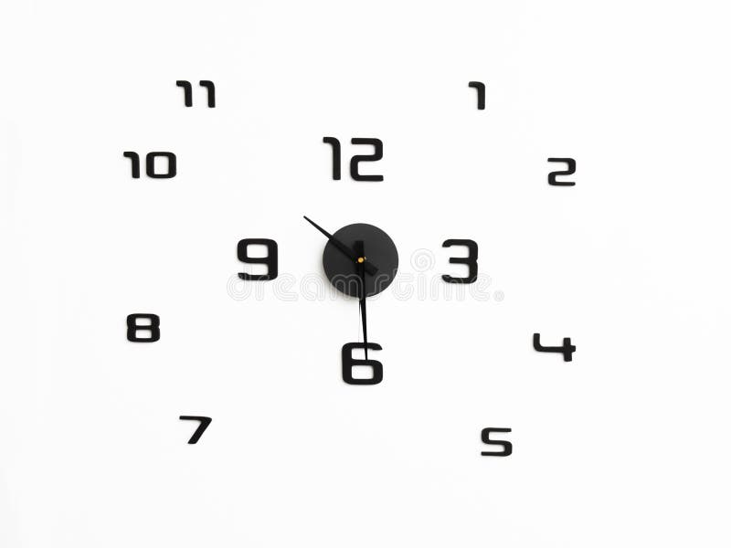 Minimalistic Wall Clock Design with Black Numbers Stock Image - Image ...